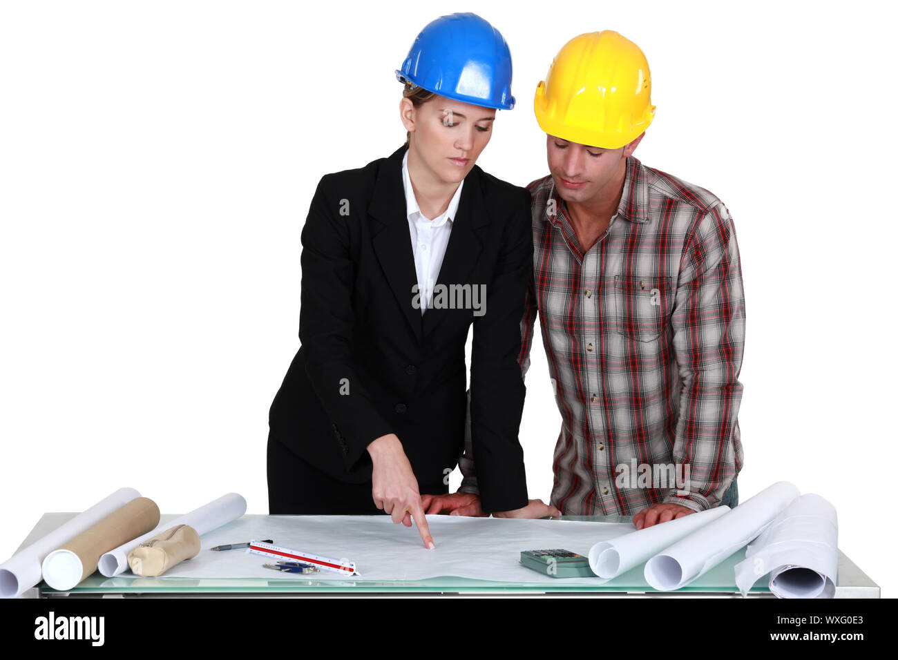 Examining the plans Stock Photo - Alamy