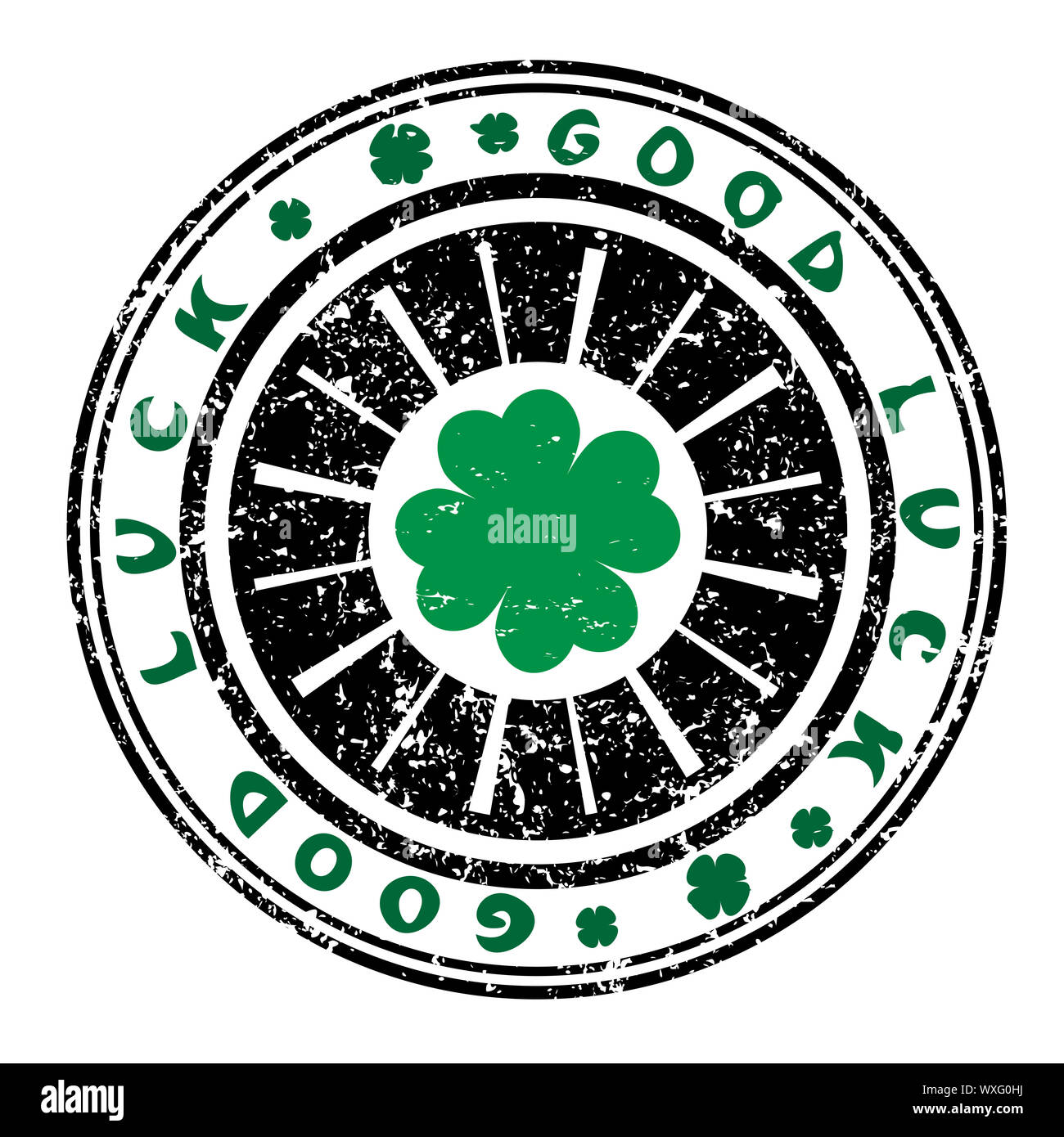 Good luck green retro stamp with clover leaf isolated on white Stock ...