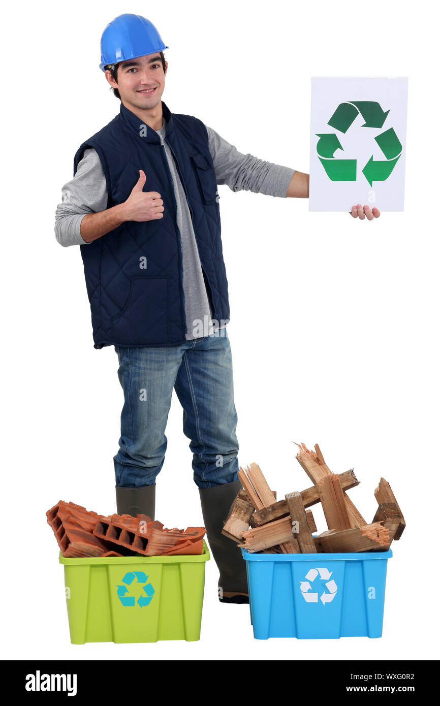 builder recycling materials Stock Photo - Alamy