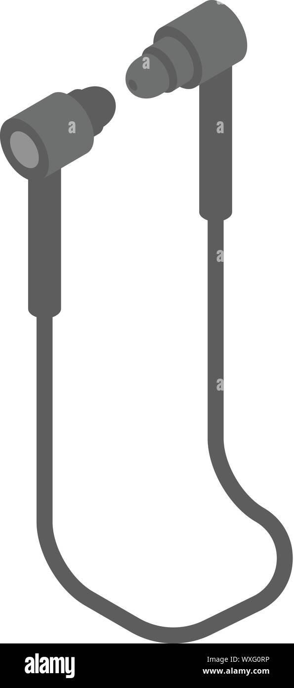 Bluetooth earphone wire icon. Isometric of bluetooth earphone wire ...