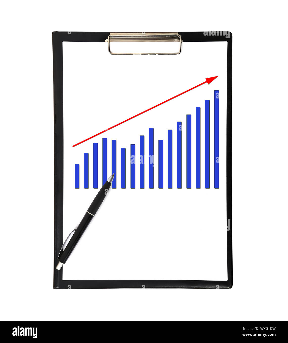clip board with chart on white background Stock Photo - Alamy