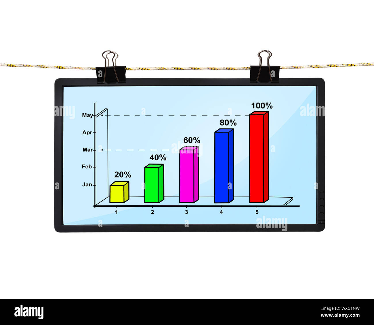 LCD screen with chart hanging on a rope Stock Photo - Alamy