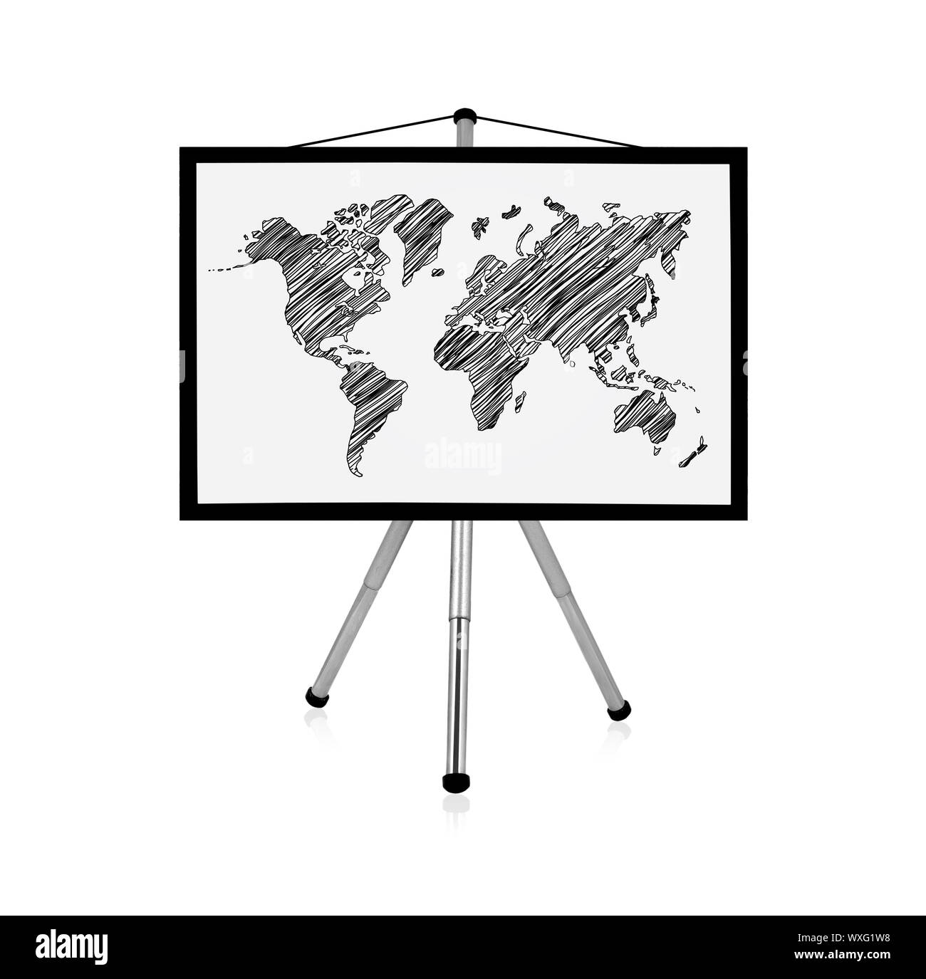 flip chart with drawing world map Stock Photo - Alamy