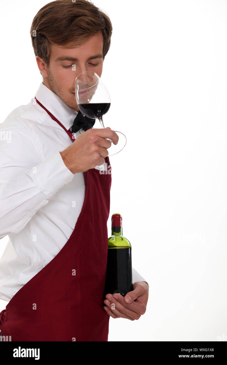 sommelier tasting the wine Stock Photo - Alamy