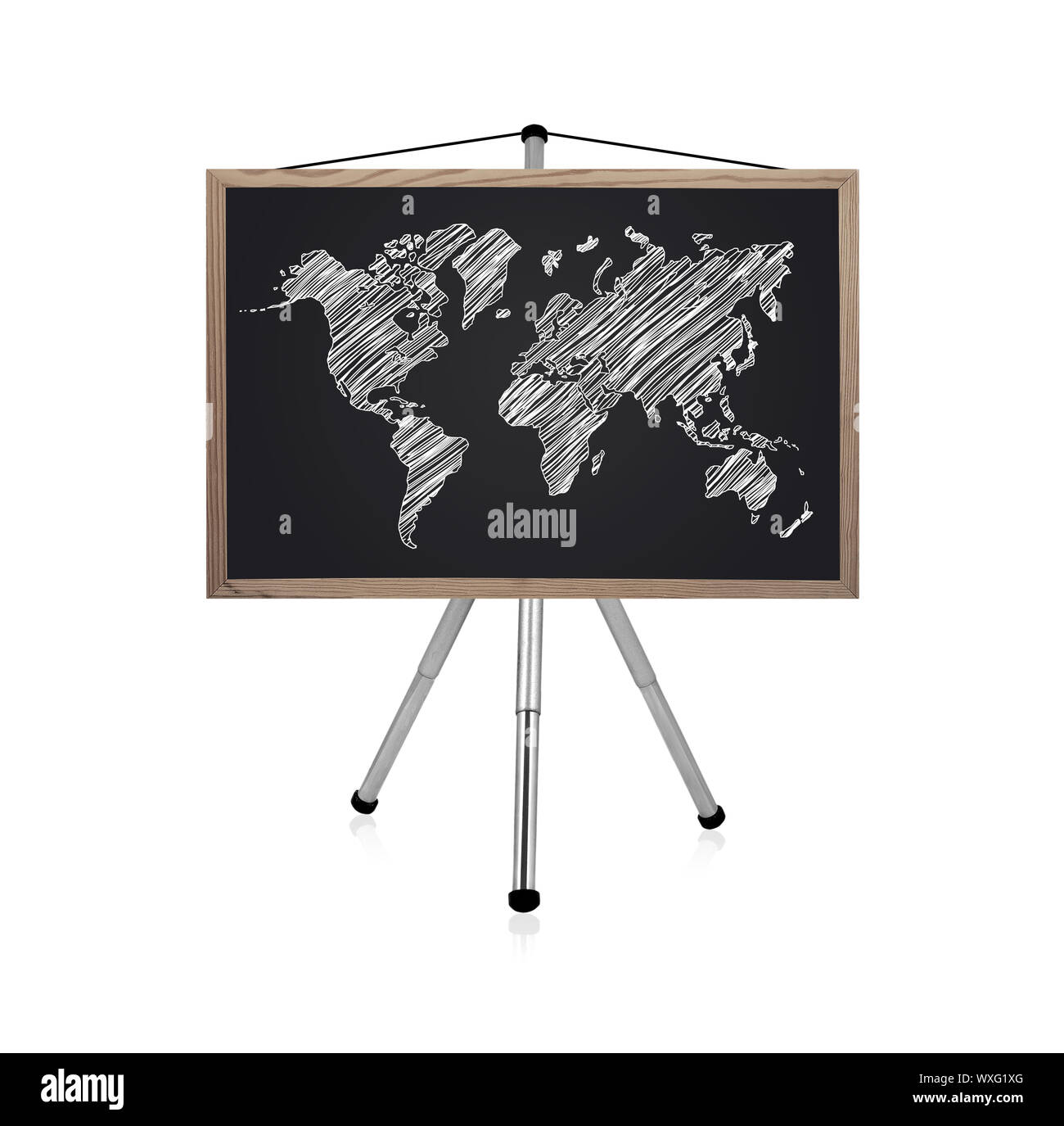 blackboard drawing world map Stock Photo - Alamy