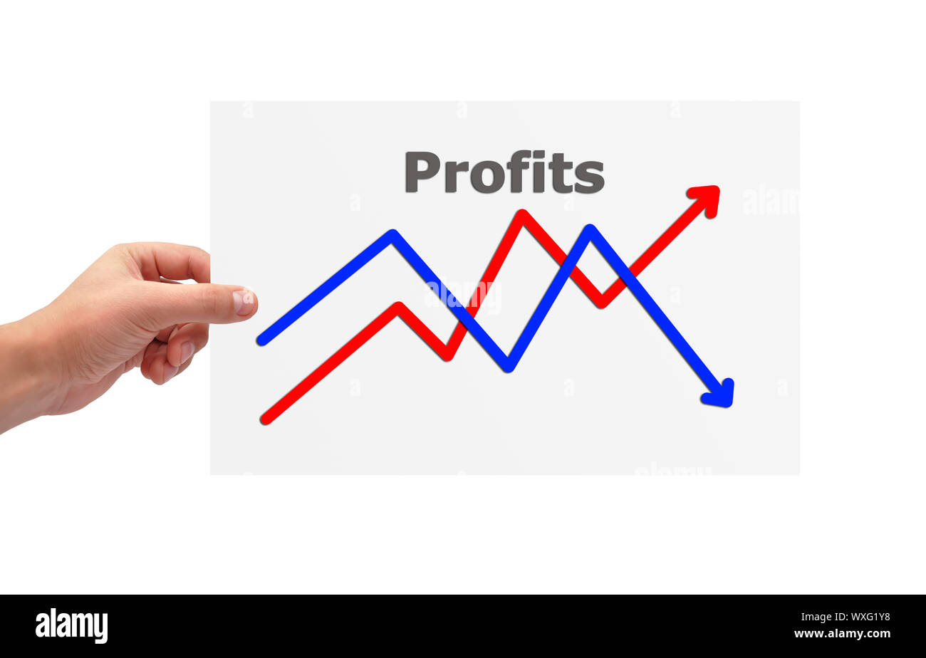 hand holding banner with graph of profit Stock Photo - Alamy