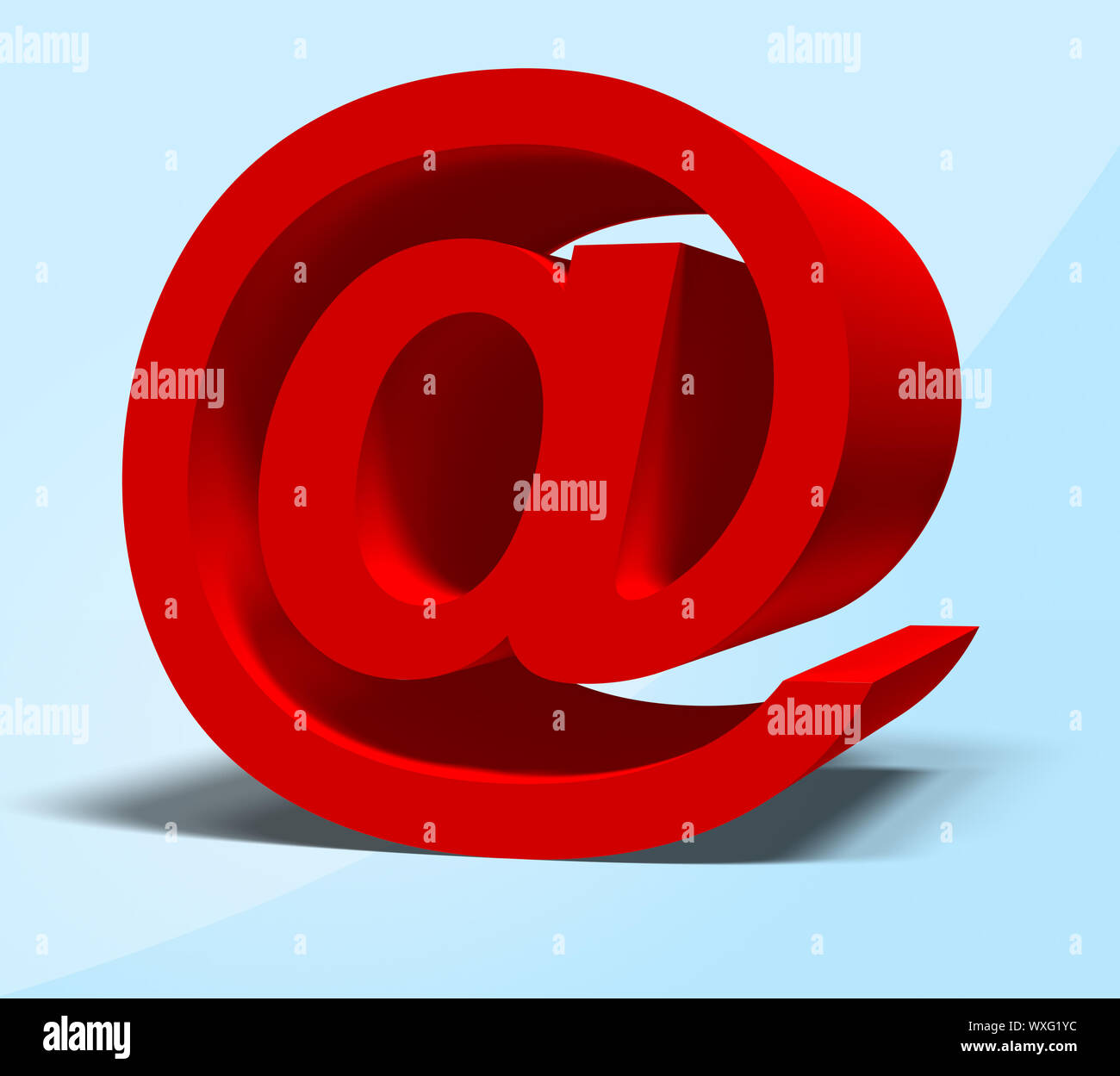 red e-mail symbol on a blue background Stock Photo - Alamy