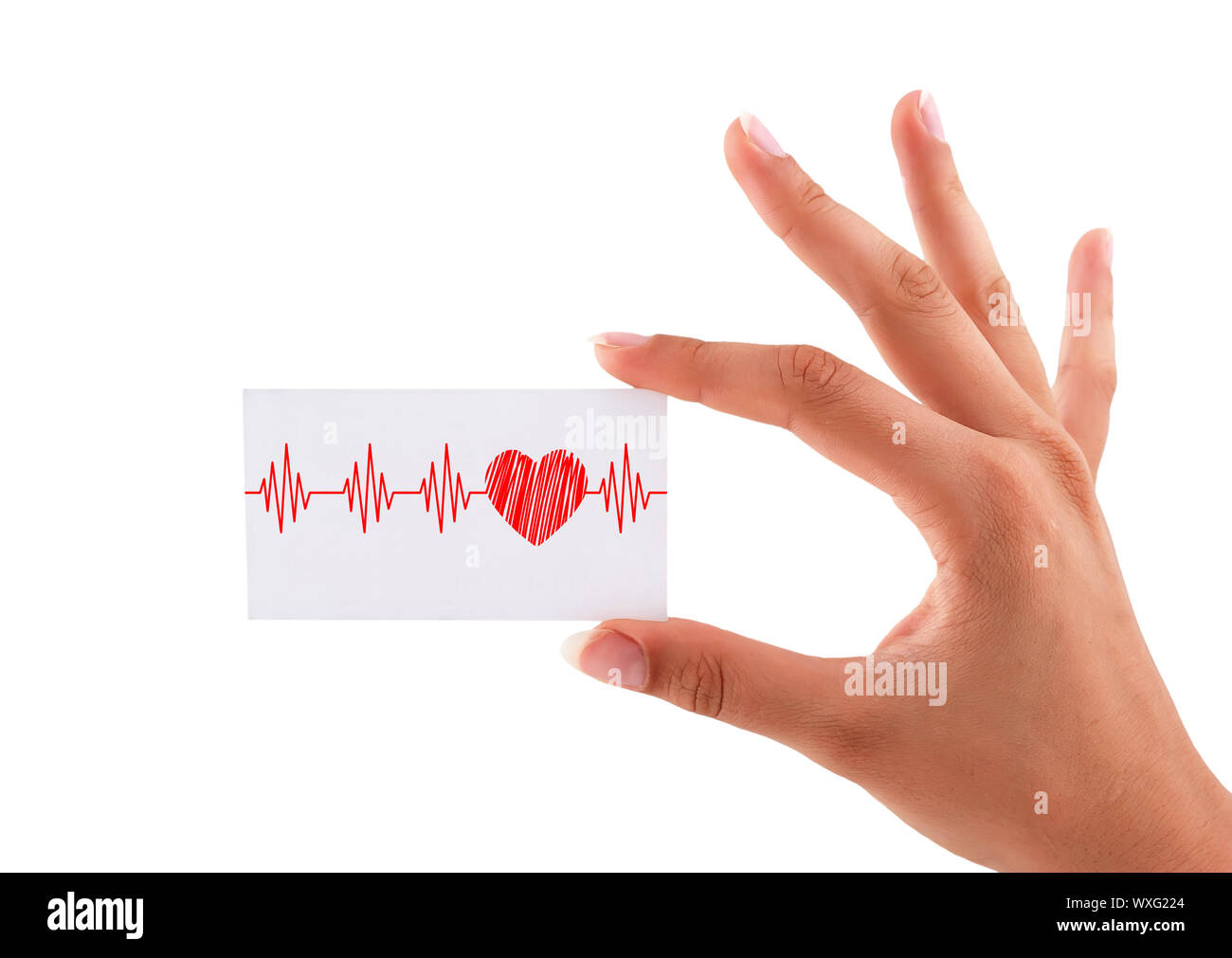 business card with heartbeat in hand Stock Photo - Alamy