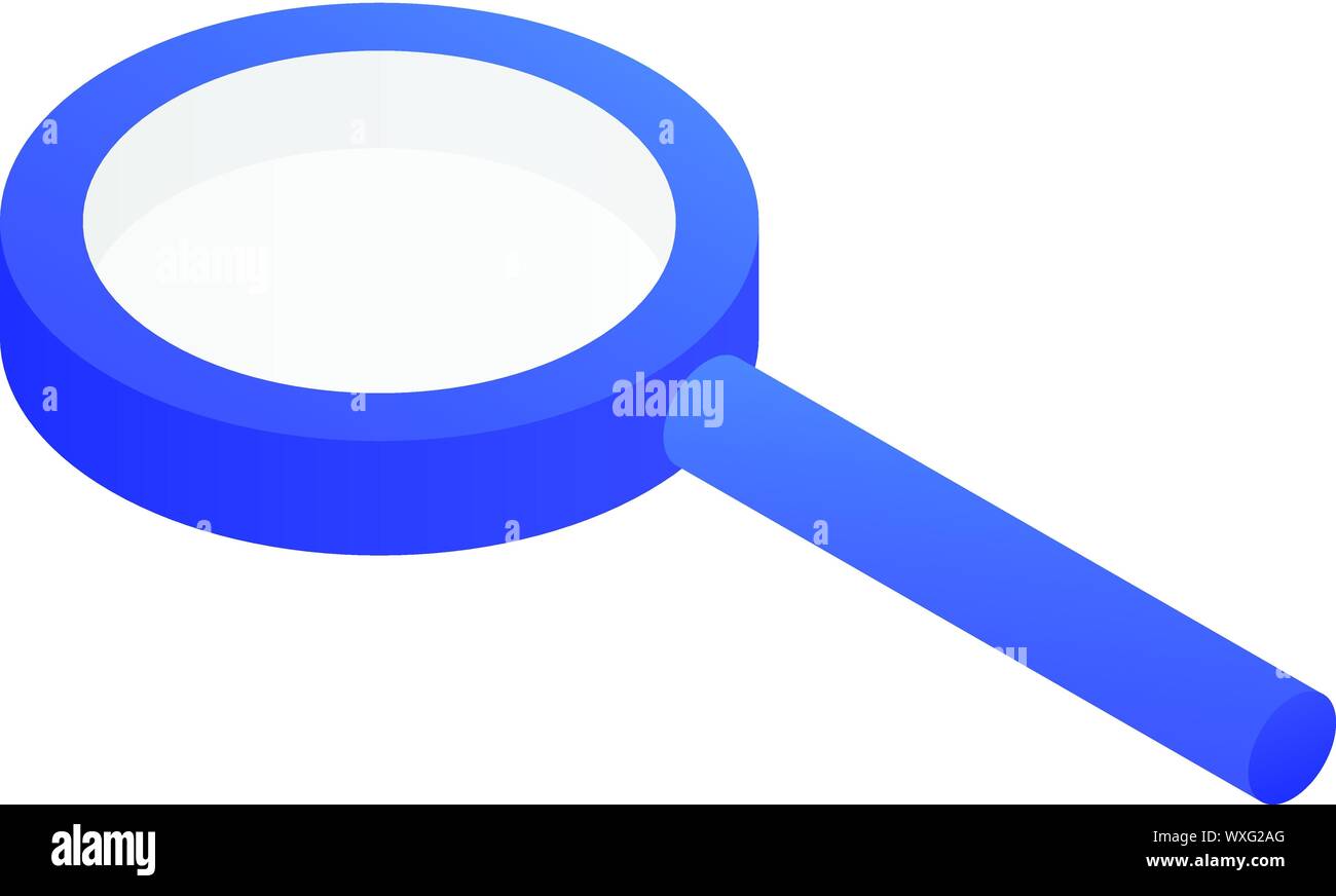 Blue magnifier icon. Isometric of blue magnifier vector icon for web ...