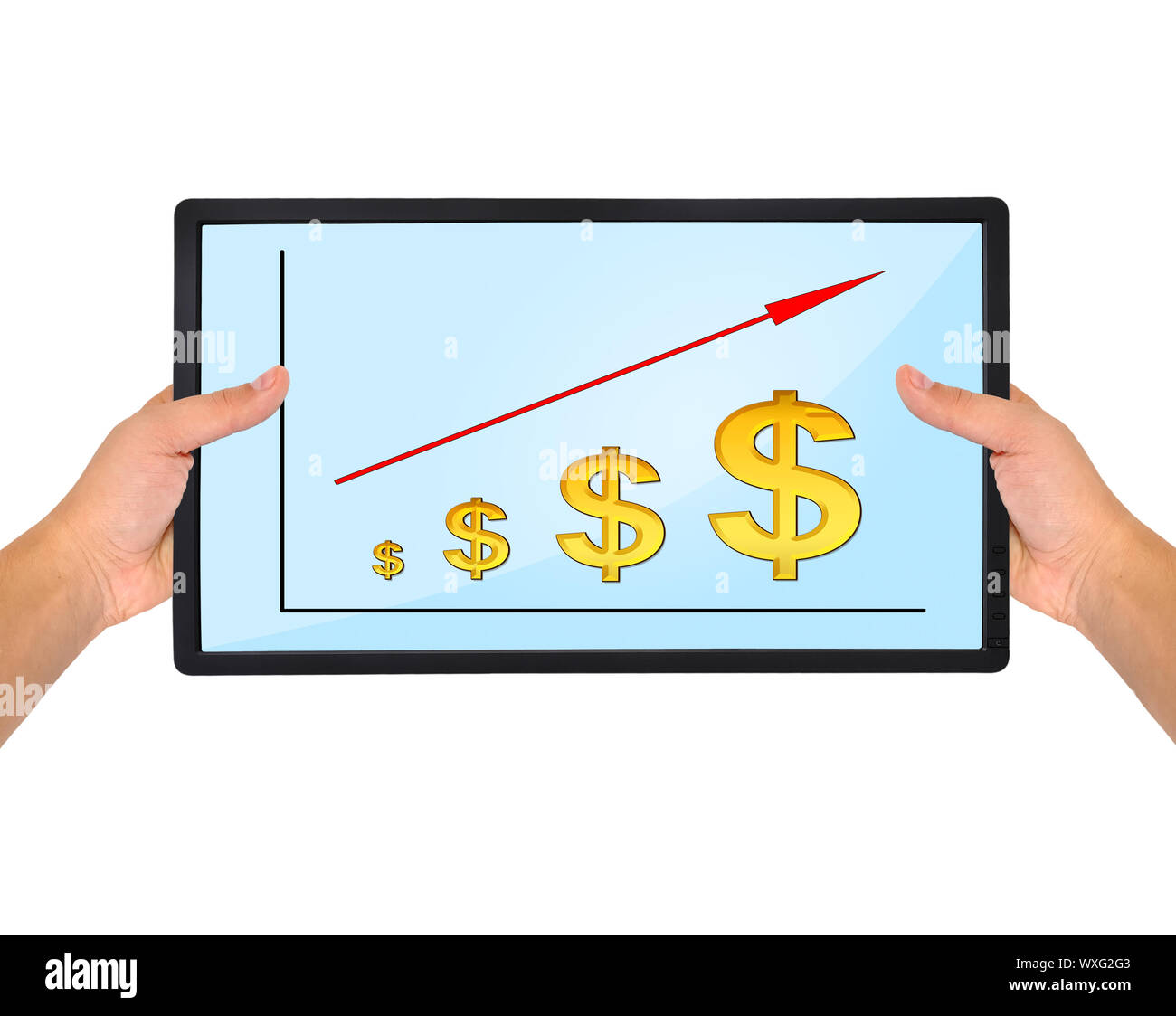 plasma with chart in hands on a white background Stock Photo - Alamy