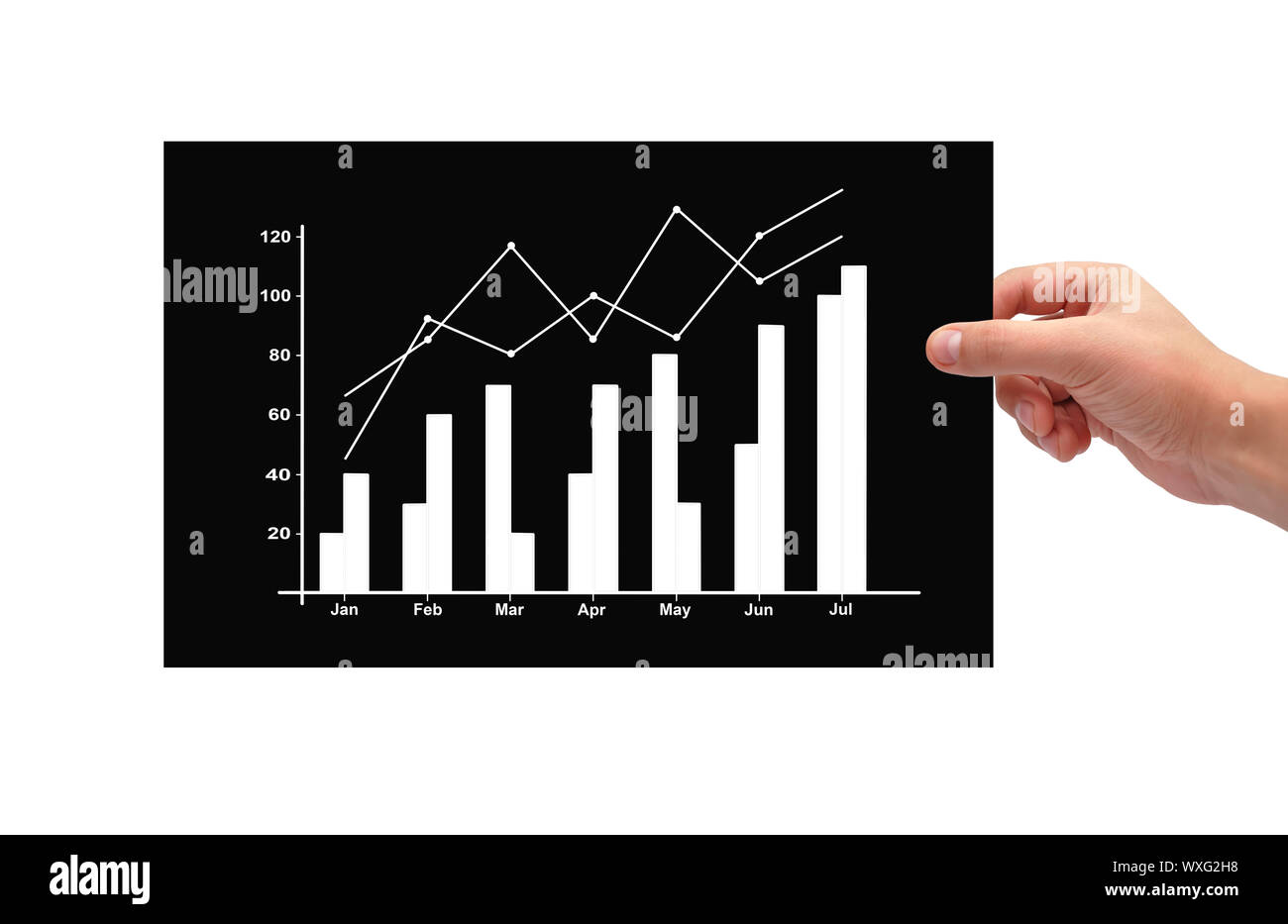 hand holding black poster with chart Stock Photo - Alamy