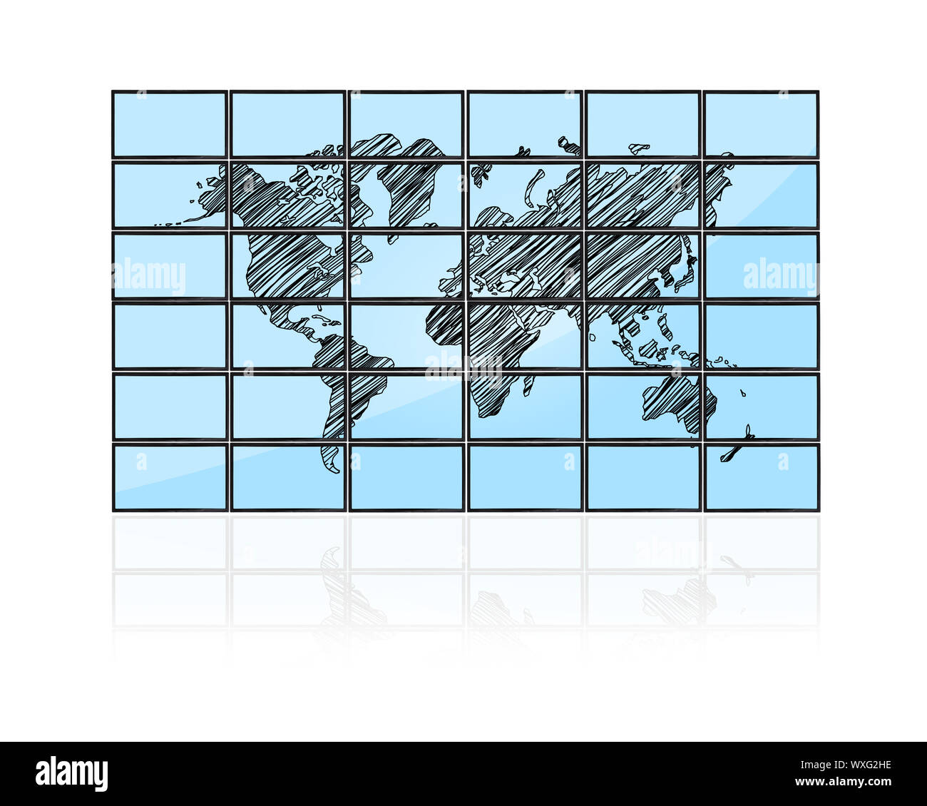 flat panels with world map Stock Photo - Alamy
