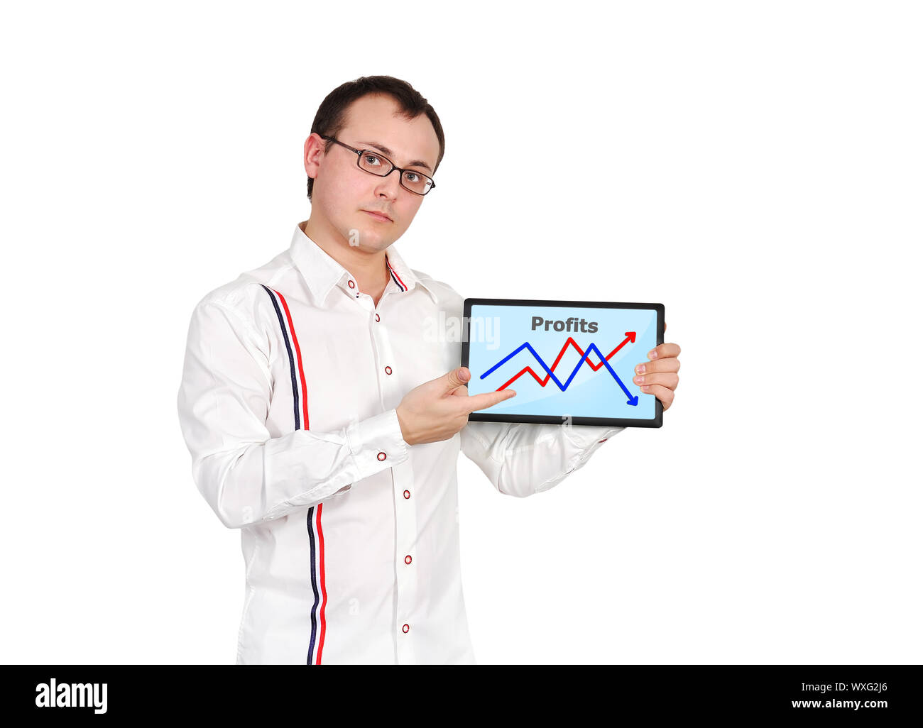 Businessman computer analyzing business Cut Out Stock Images & Pictures ...