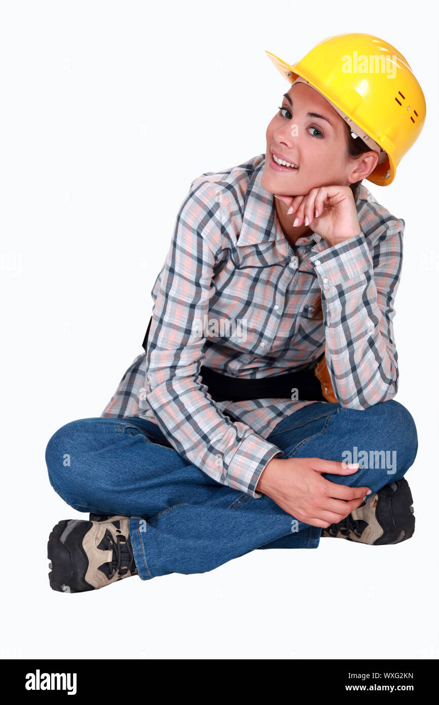 A cute female construction worker Stock Photo - Alamy