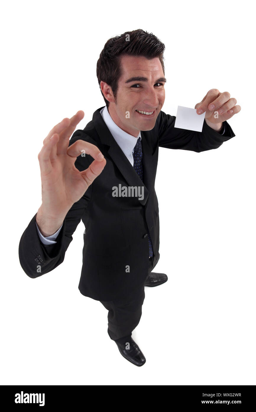 Executive business card happy Stock Photo - Alamy