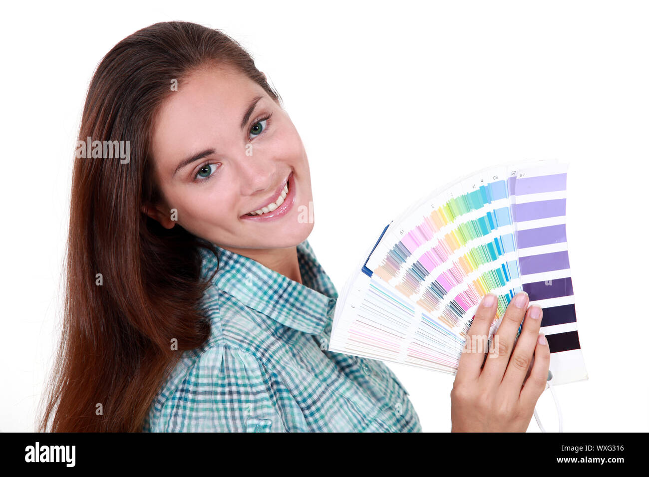Woman with swatch Stock Photo - Alamy