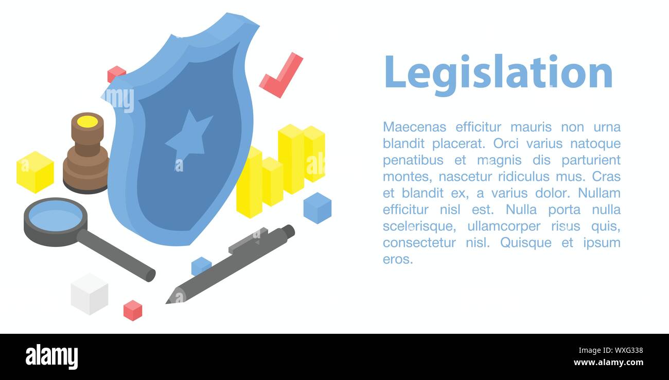 Legislation concept banner. Isometric illustration of legislation ...