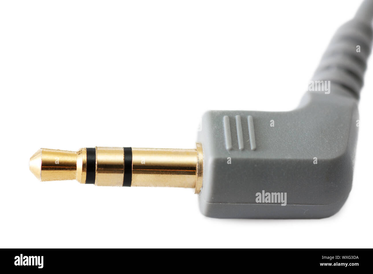 Golden headphone plug isolated on white Stock Photo - Alamy