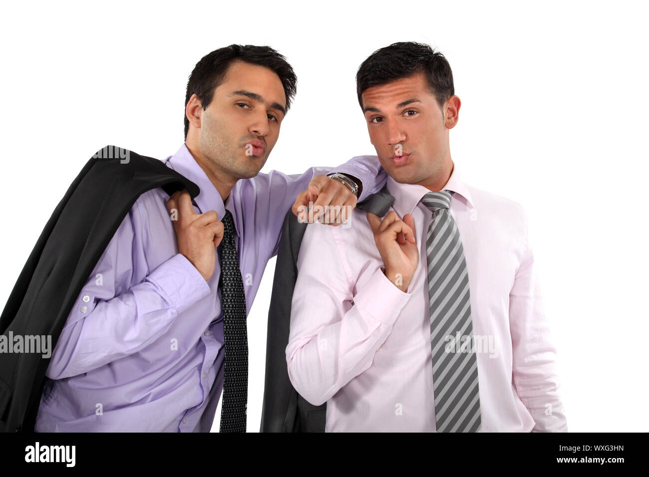Work colleagues making silly faces Stock Photo - Alamy