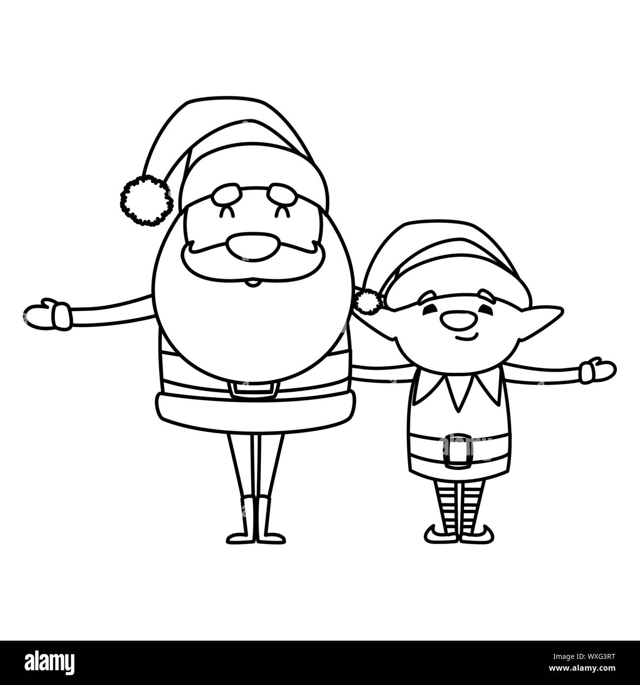 Santa claus and elf over white background, vector illustration Stock ...