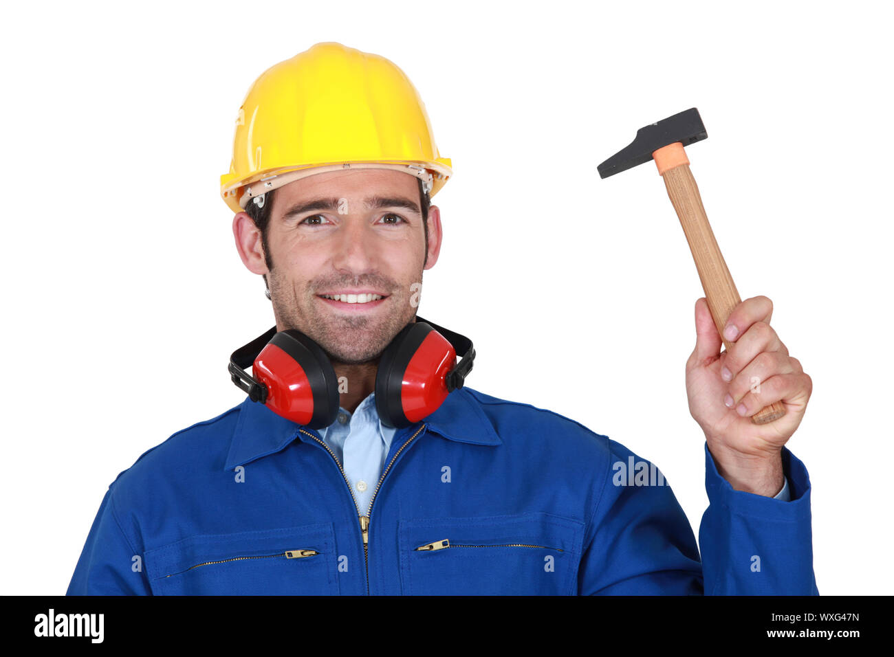 Worker with a hammer Stock Photo - Alamy