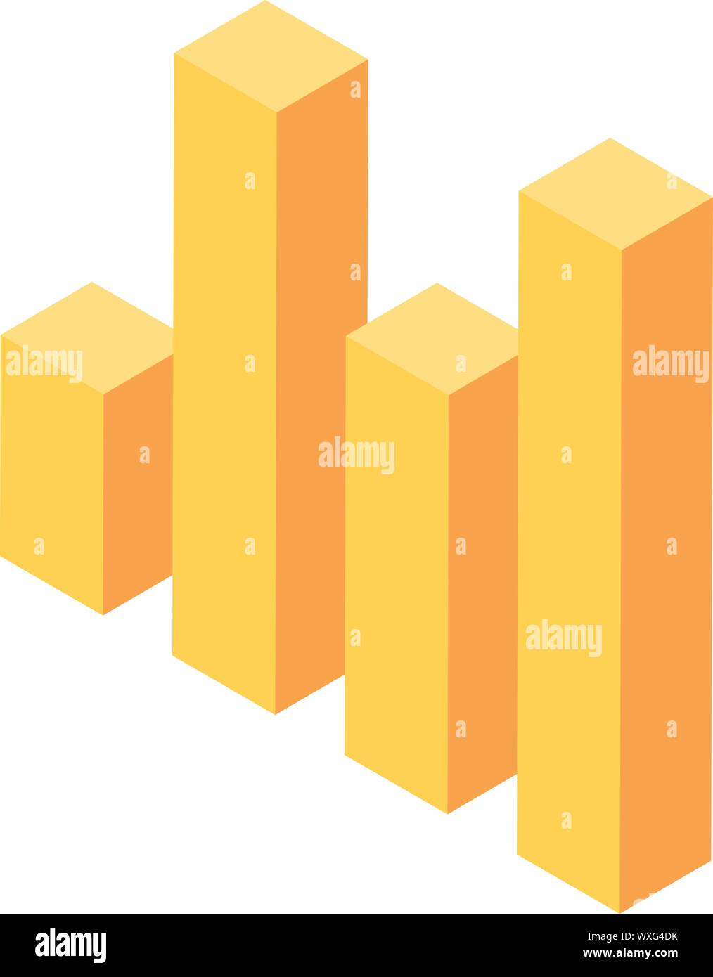 Yellow graph bar icon. Isometric of yellow graph bar vector icon for ...