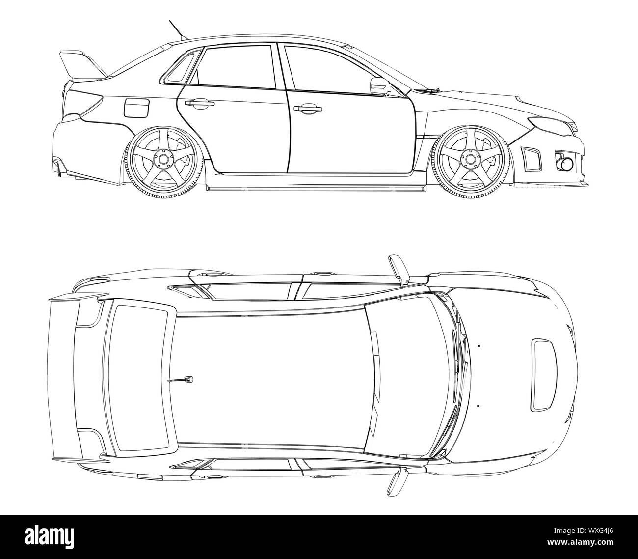 Sports car line drawing Cut Out Stock Images & Pictures - Alamy