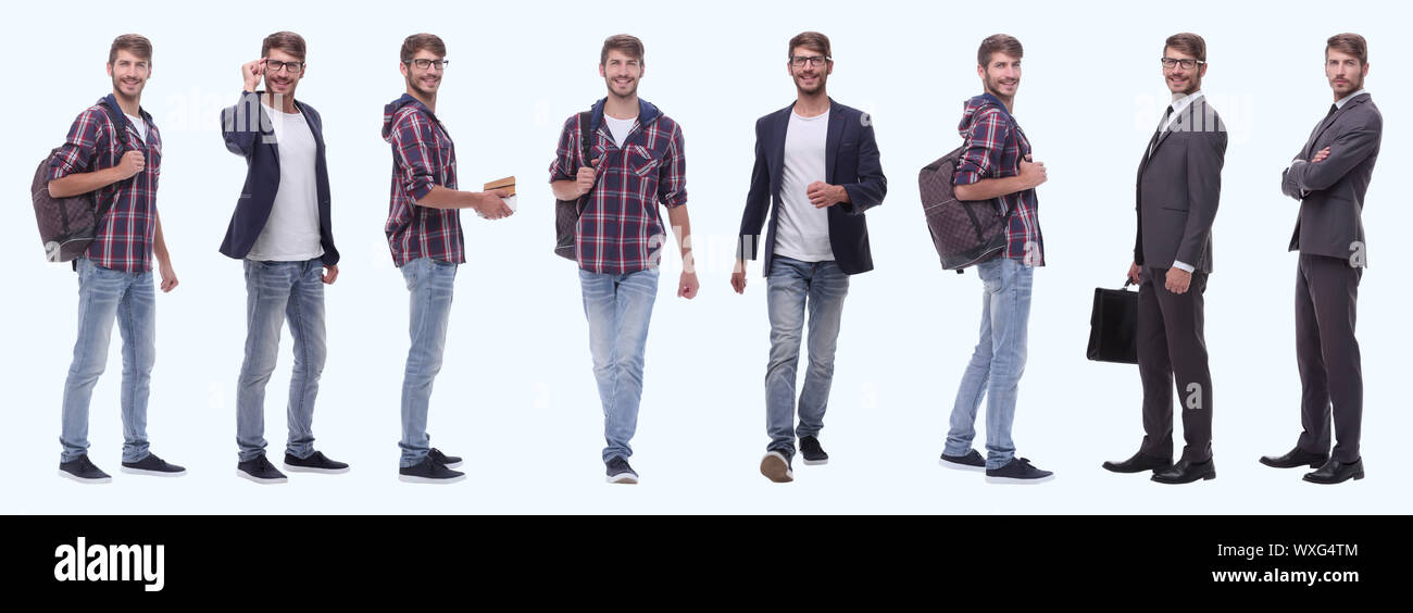 panoramic photo collage engineer architect isolated on white Stock ...