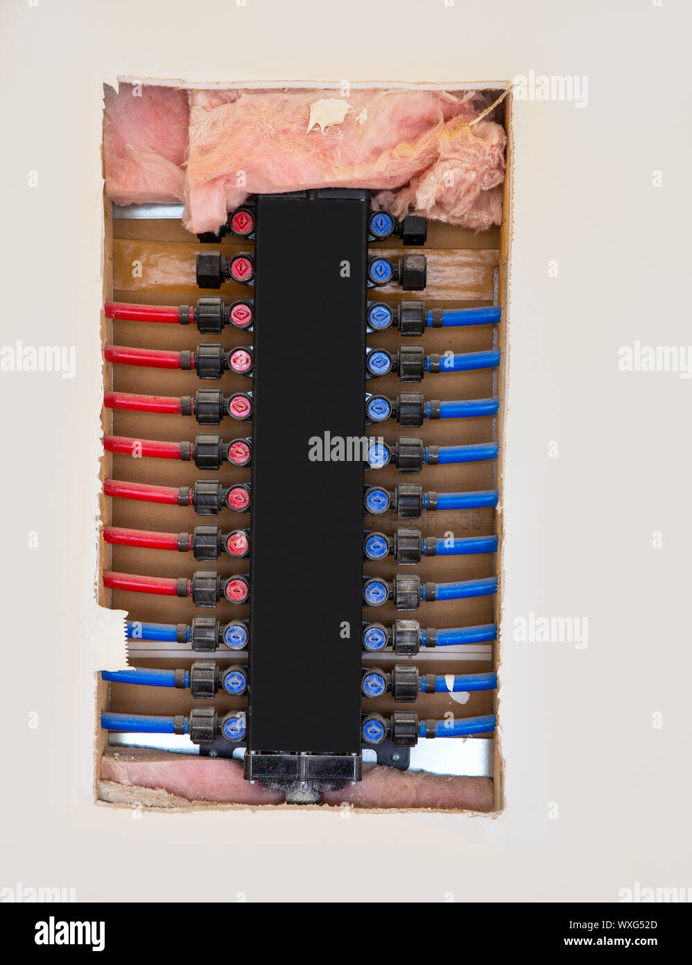 plumbing manifold system PEX tubing for house water distribution Stock ...