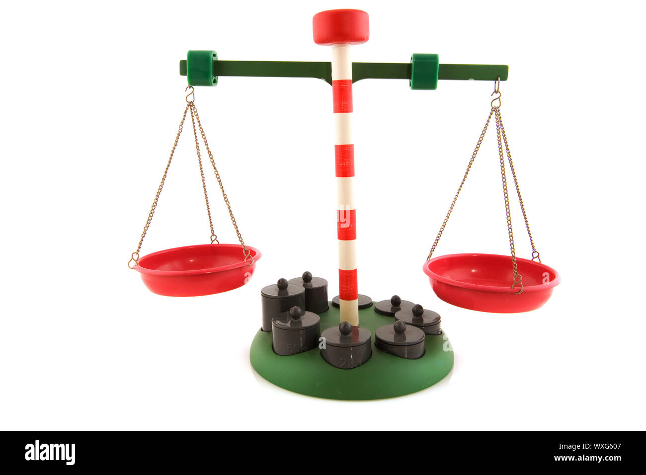Balance for the right weight isolated over white Stock Photo - Alamy