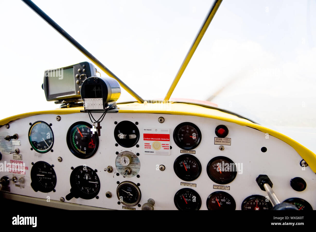 Cockpit from a little water aero plane Stock Photo - Alamy