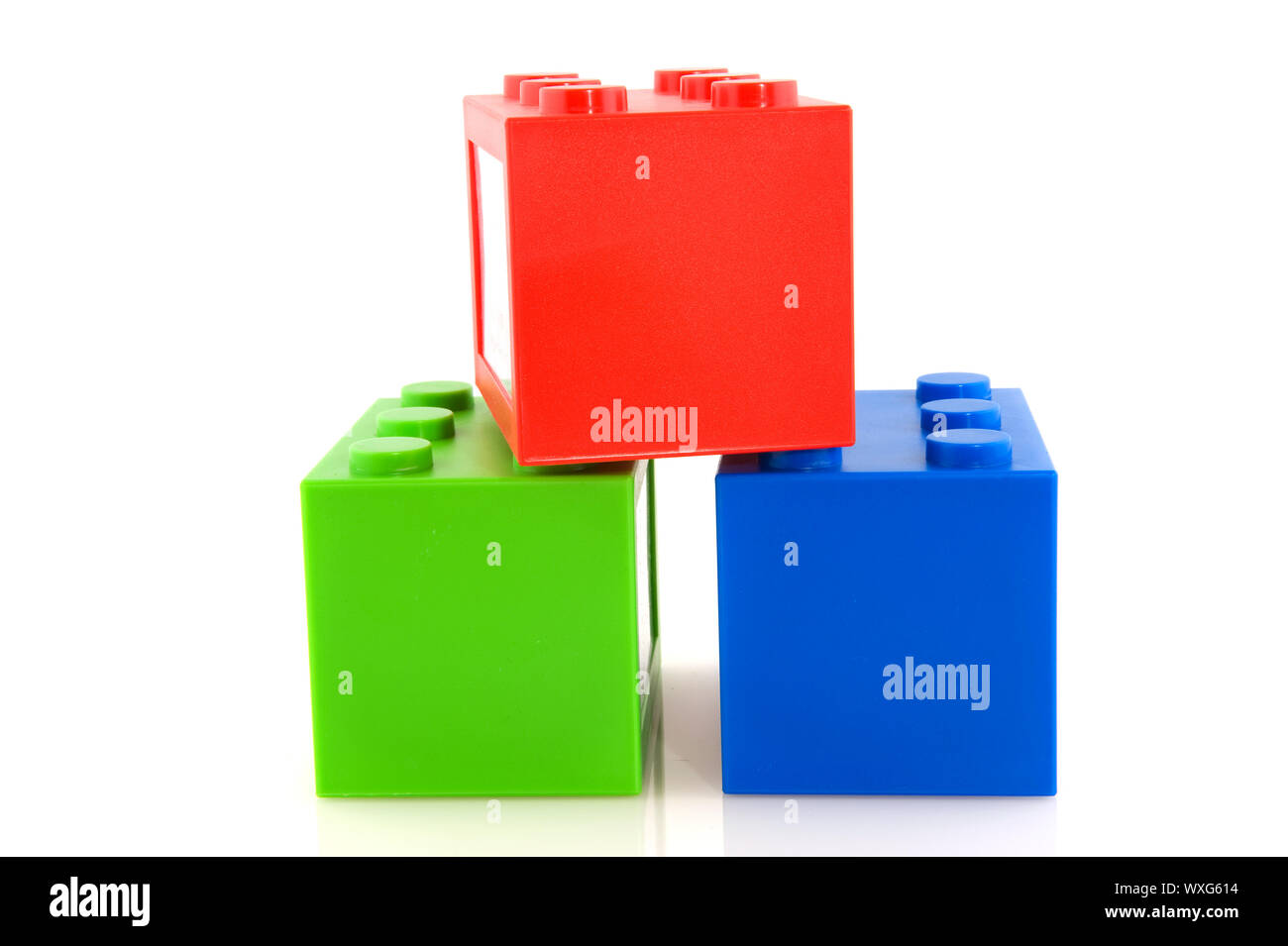 Colorful toy blocks in red green and blue Stock Photo - Alamy