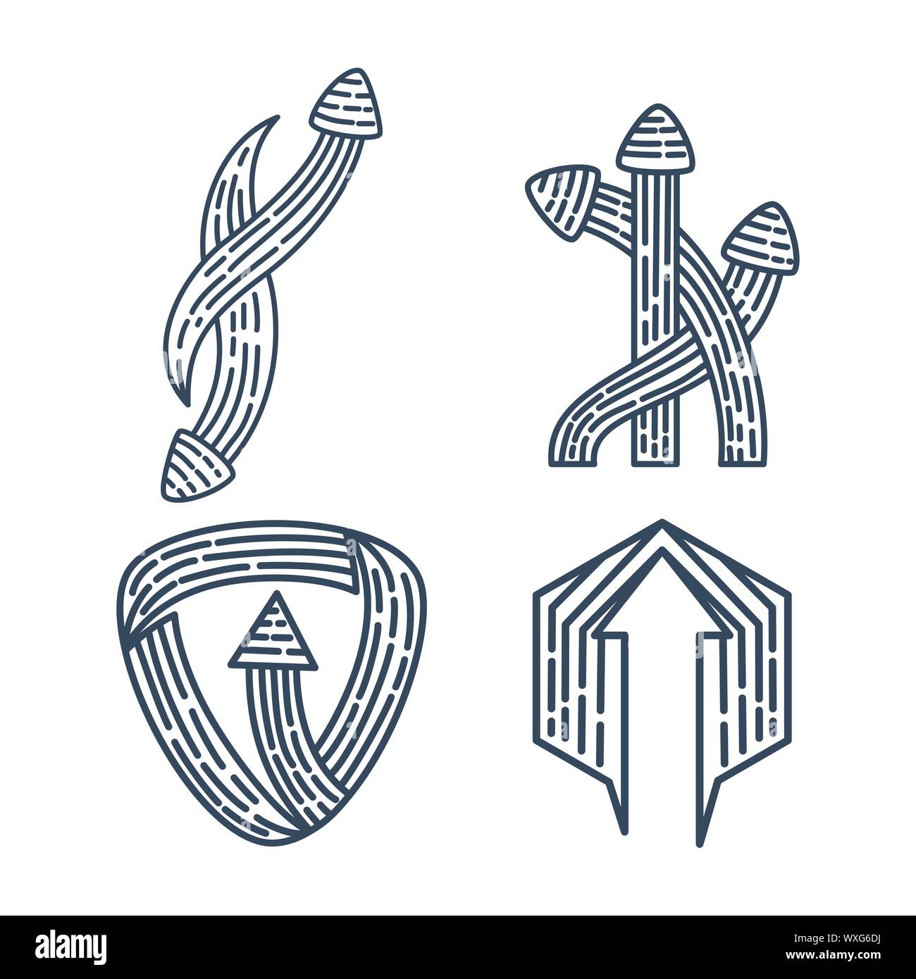 shield Arrow hexagonal Direction collection Vector outline Set Stock ...