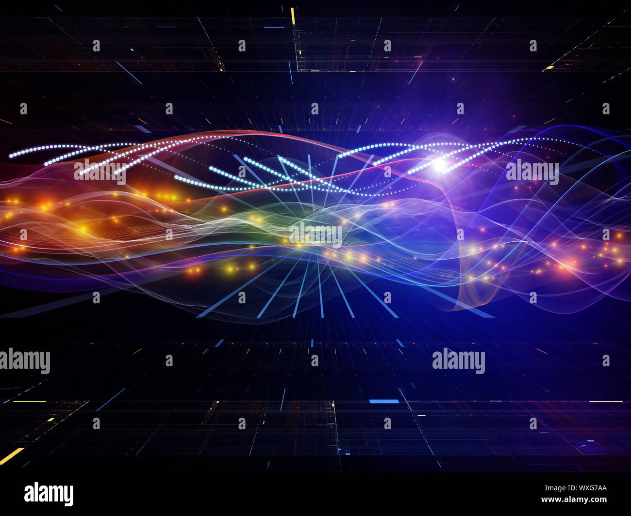Backdrop composed of technological elements and directional abstract ...
