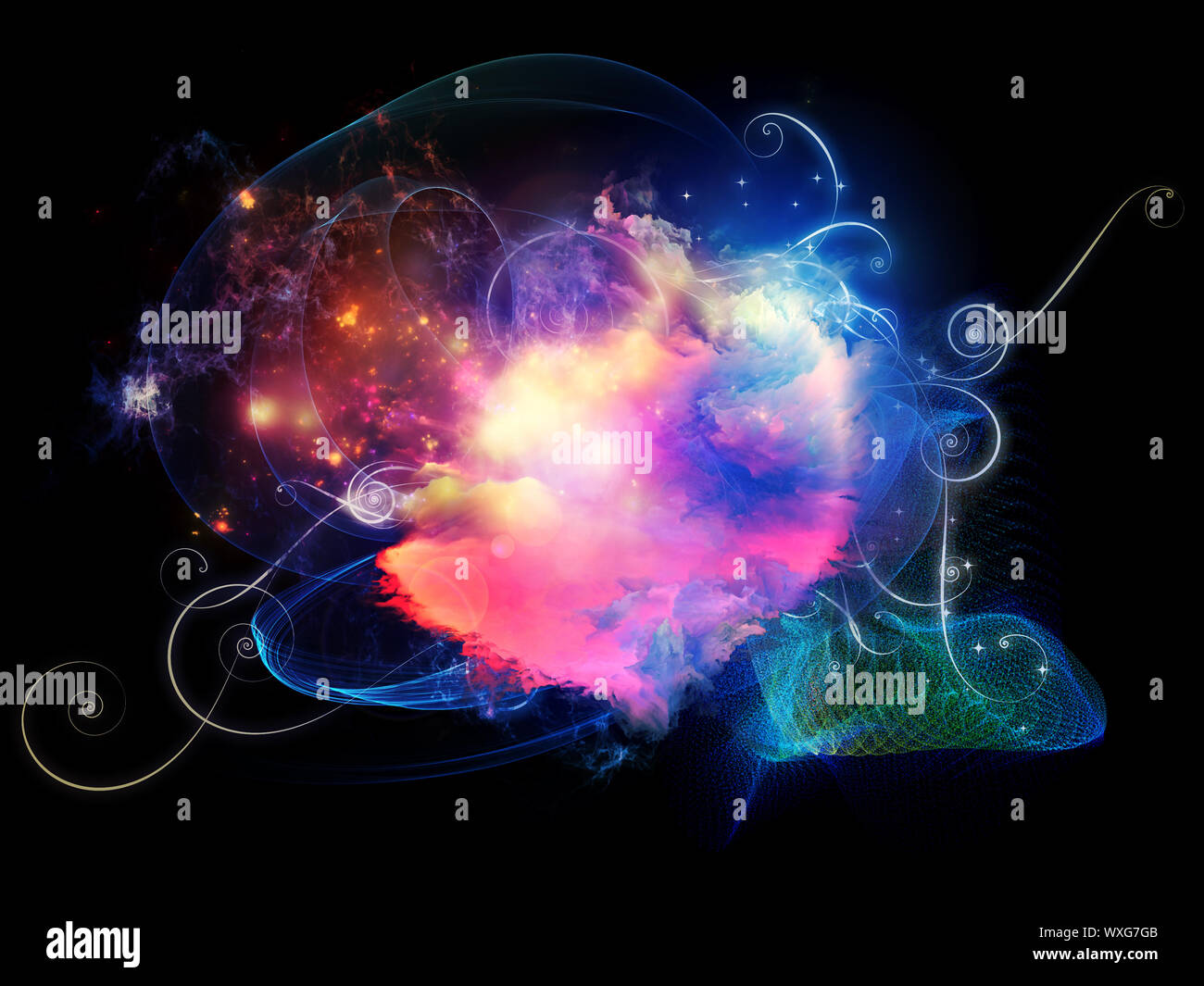 Backdrop of decorative shapes and fractal elements on the subject of ...