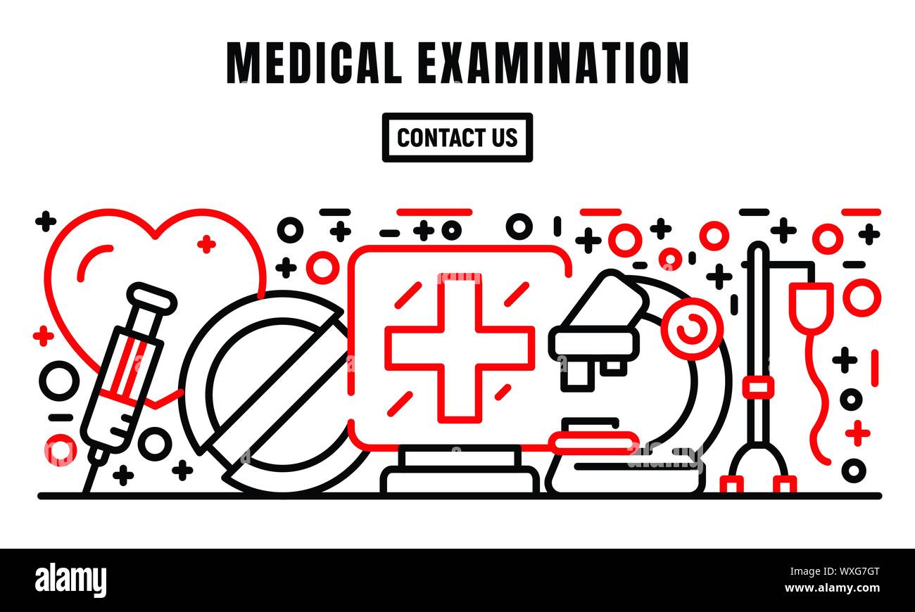 Medical examination banner. Outline illustration of medical examination ...