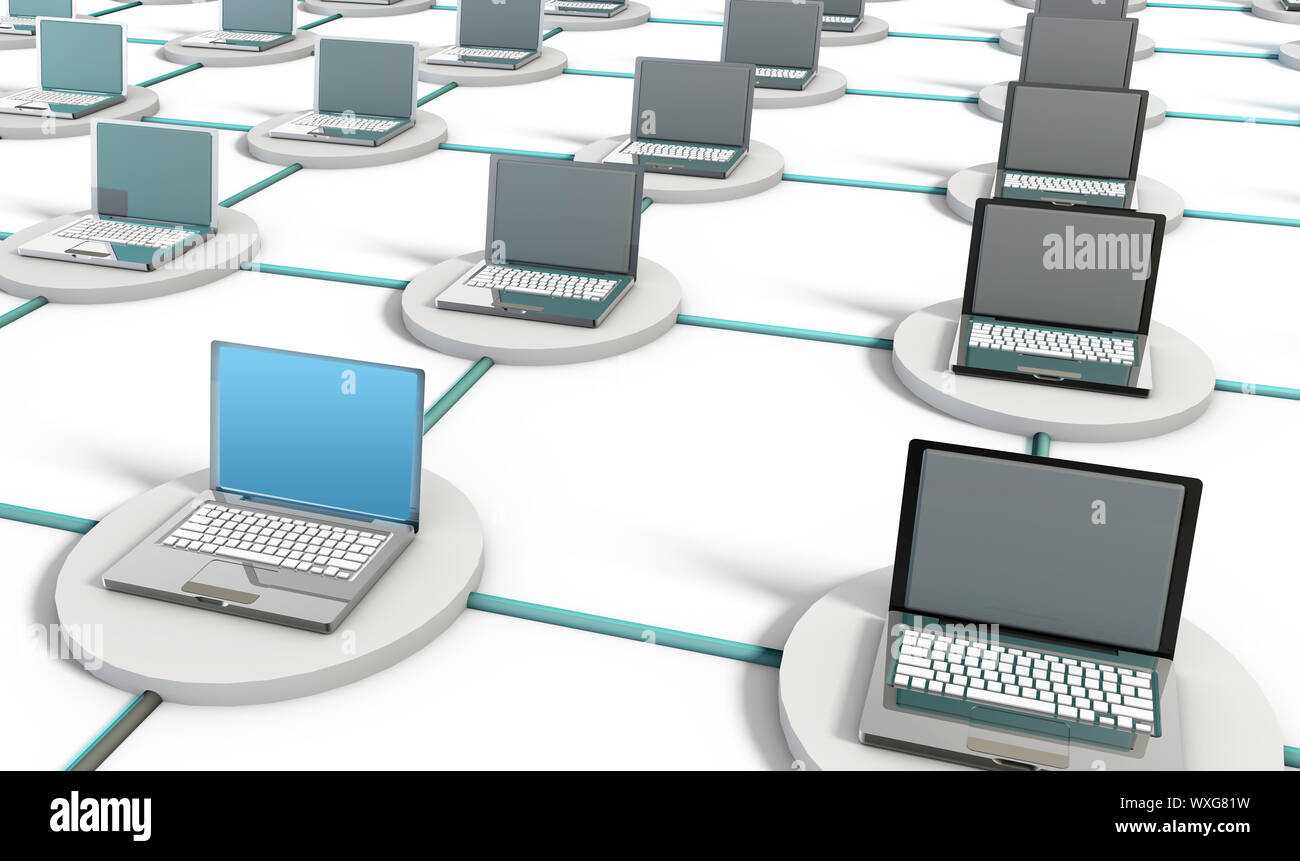 Computer Network on the Internet with PCs Stock Photo - Alamy