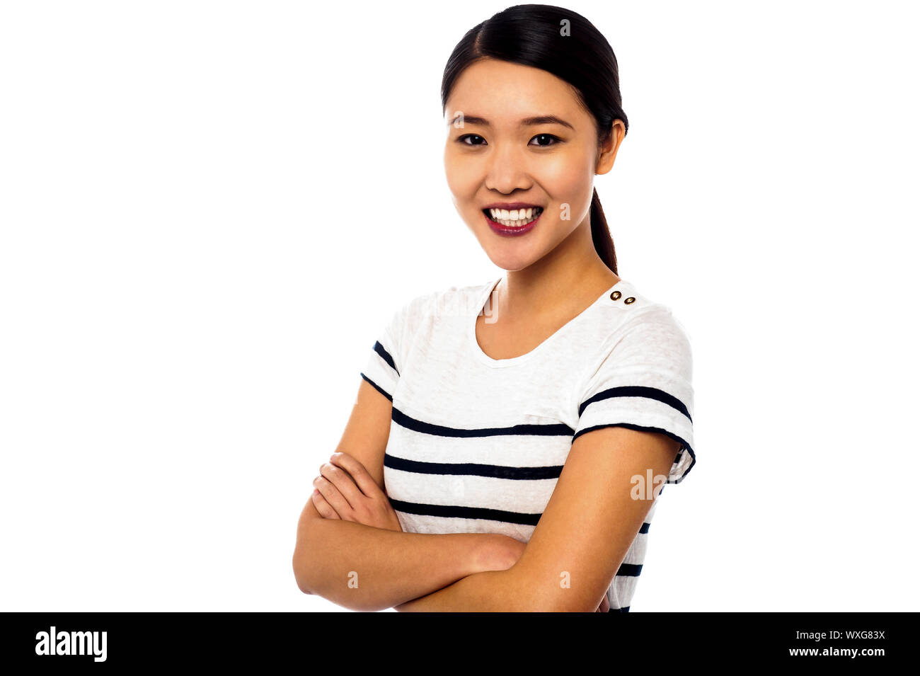 Casual young chinese female model posing sweetly Stock Photo - Alamy