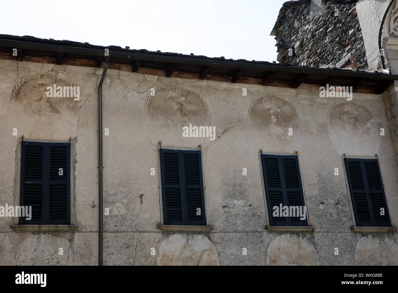 Typical house facade detail in Orta, Orta, Novara, Piedmont, Italy ...
