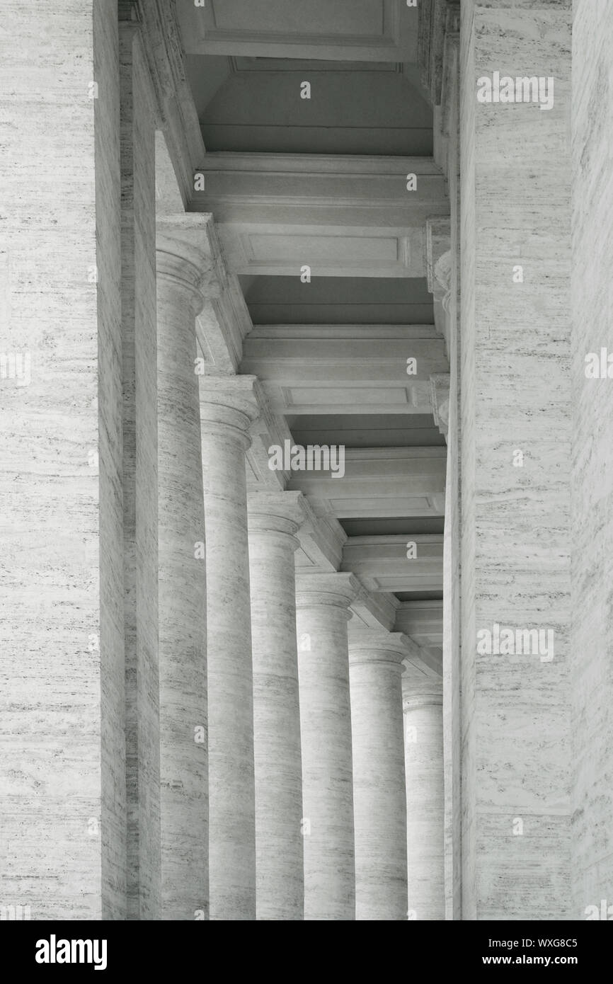 Abstract elegant detail of many columns in semicircular position in ...