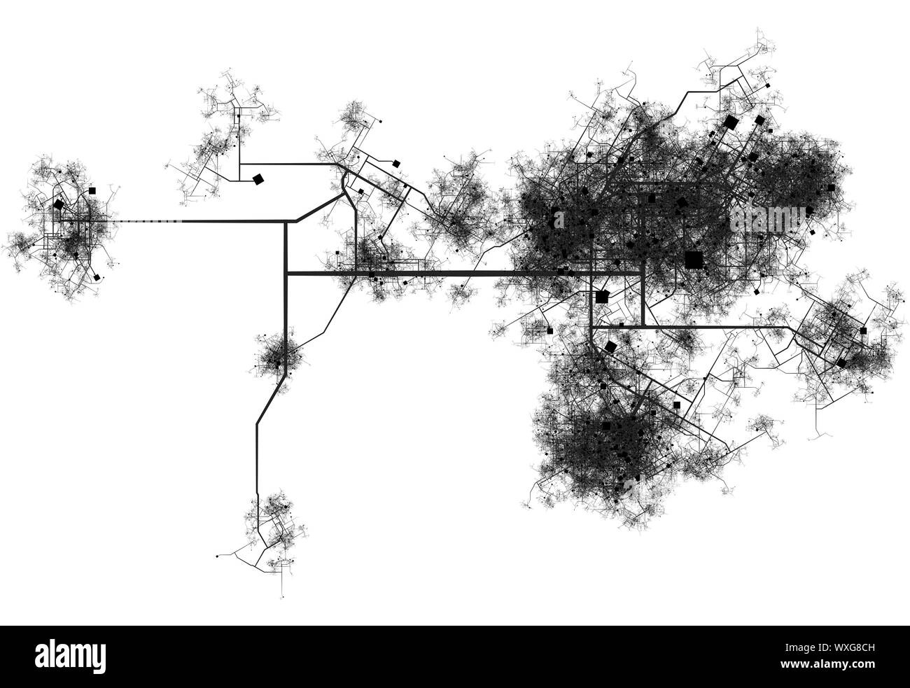 Transport System Map Blueprint of a City Stock Photo - Alamy