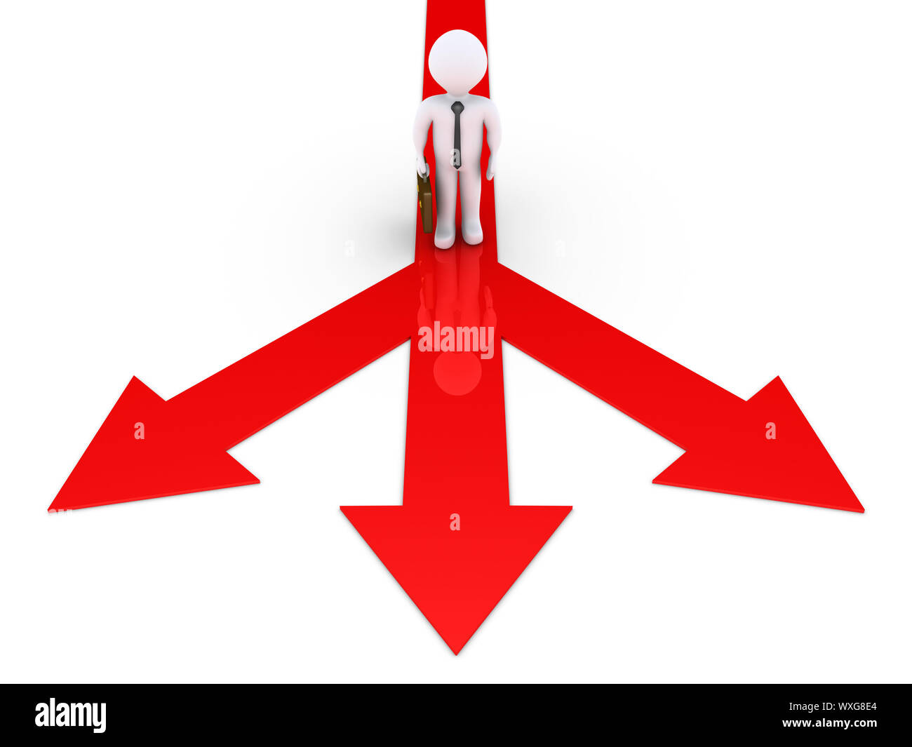 3d businessman standing on path has three choices Stock Photo - Alamy