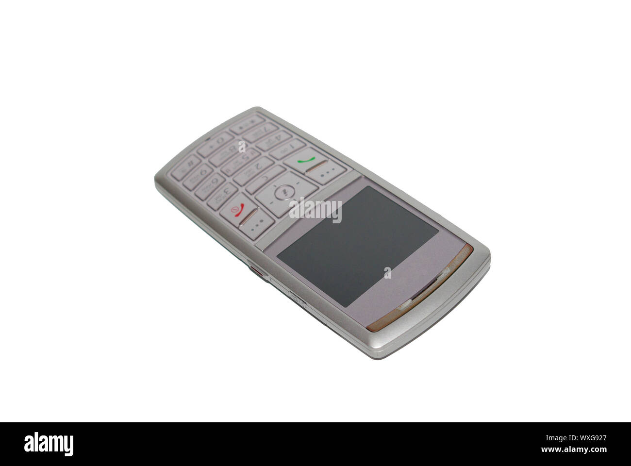 Grey telephone on a white background Stock Photo - Alamy