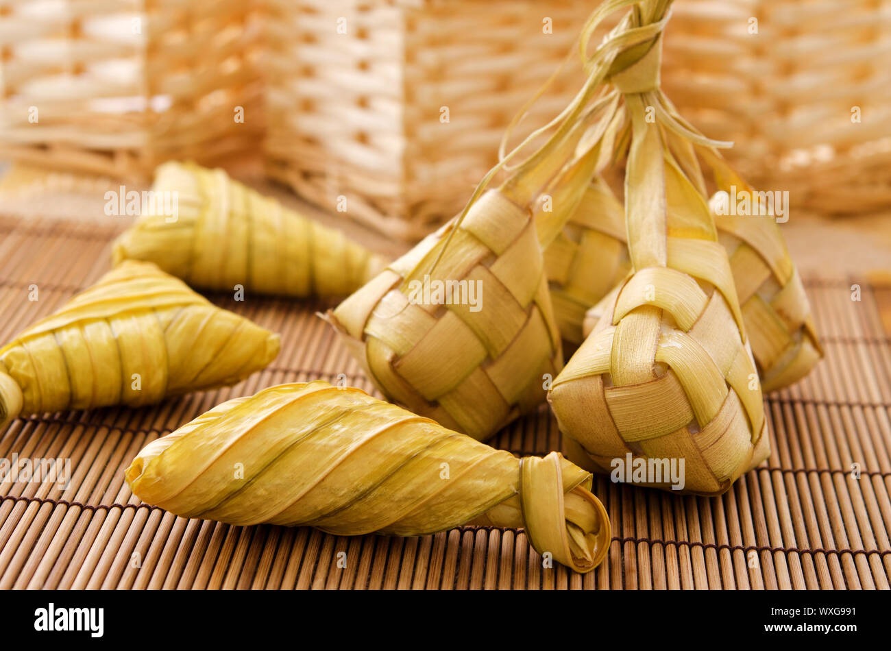 Ketupat or packed rice dumpling. Delicious traditional Malay ramadan ...