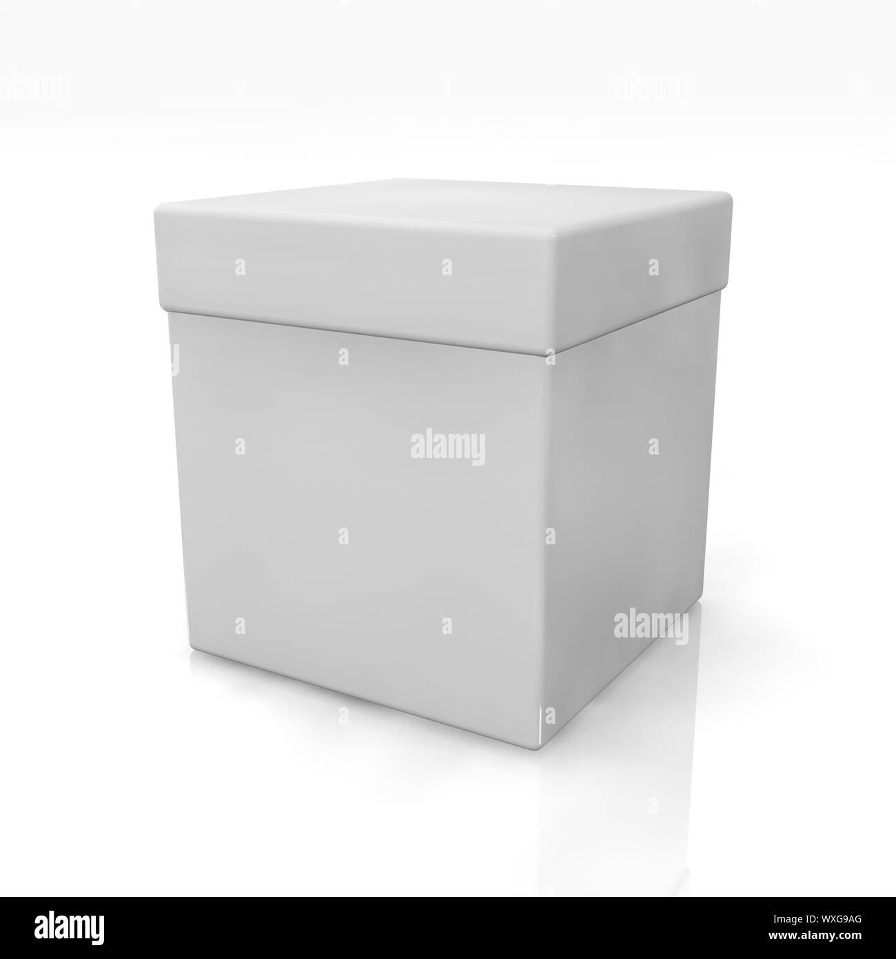 Blank 3D render box on white background with reflection Stock Photo - Alamy