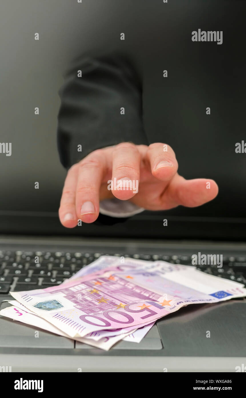 Hand coming out of computer hi-res stock photography and images - Alamy