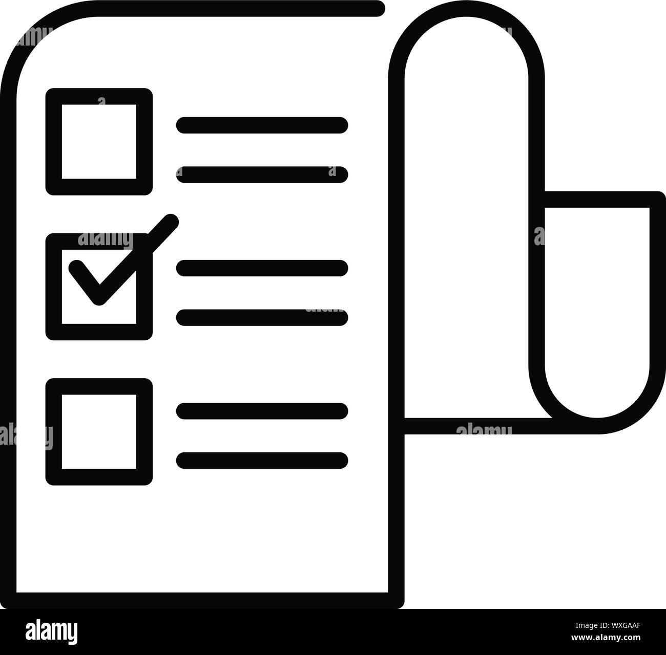 Long checkbox list icon. Outline long checkbox list vector icon for web design isolated on white ...