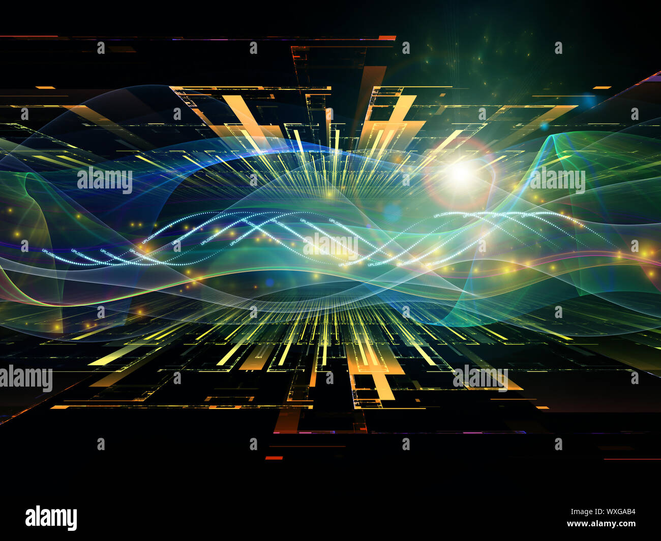 Artistic abstraction composed of technological elements and directional ...