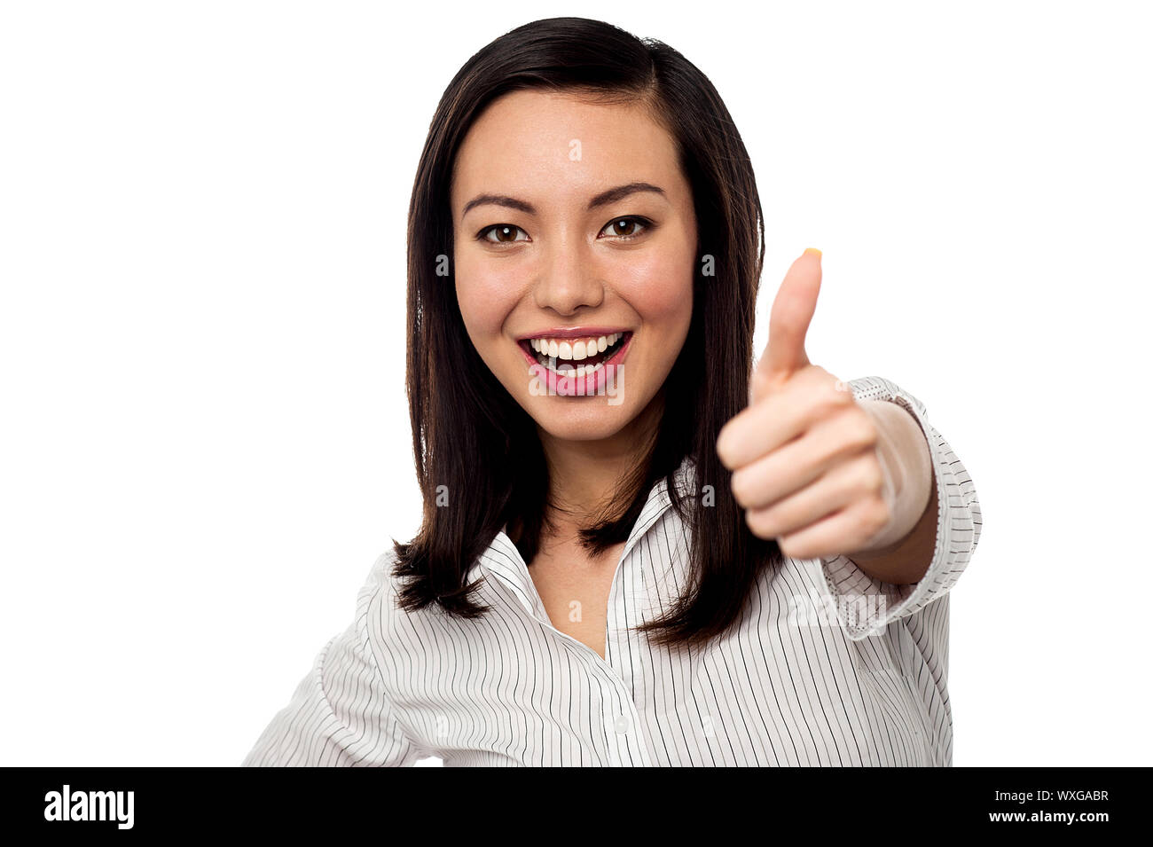 Happy asian lady showing thumbs hi-res stock photography and images - Alamy
