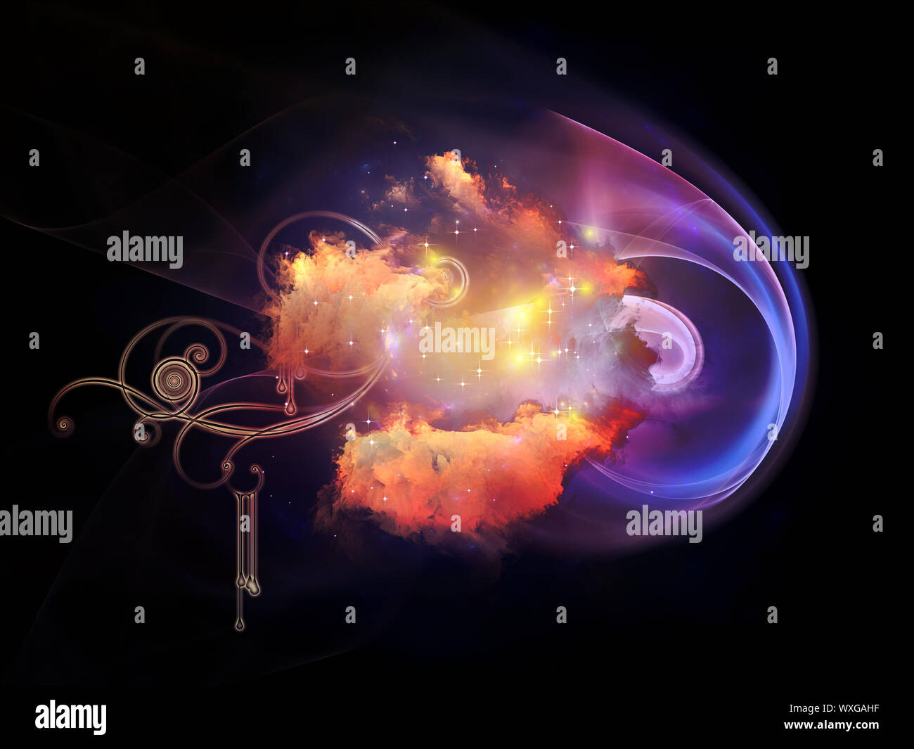 Design composed of decorative shapes and fractal elements as a metaphor ...